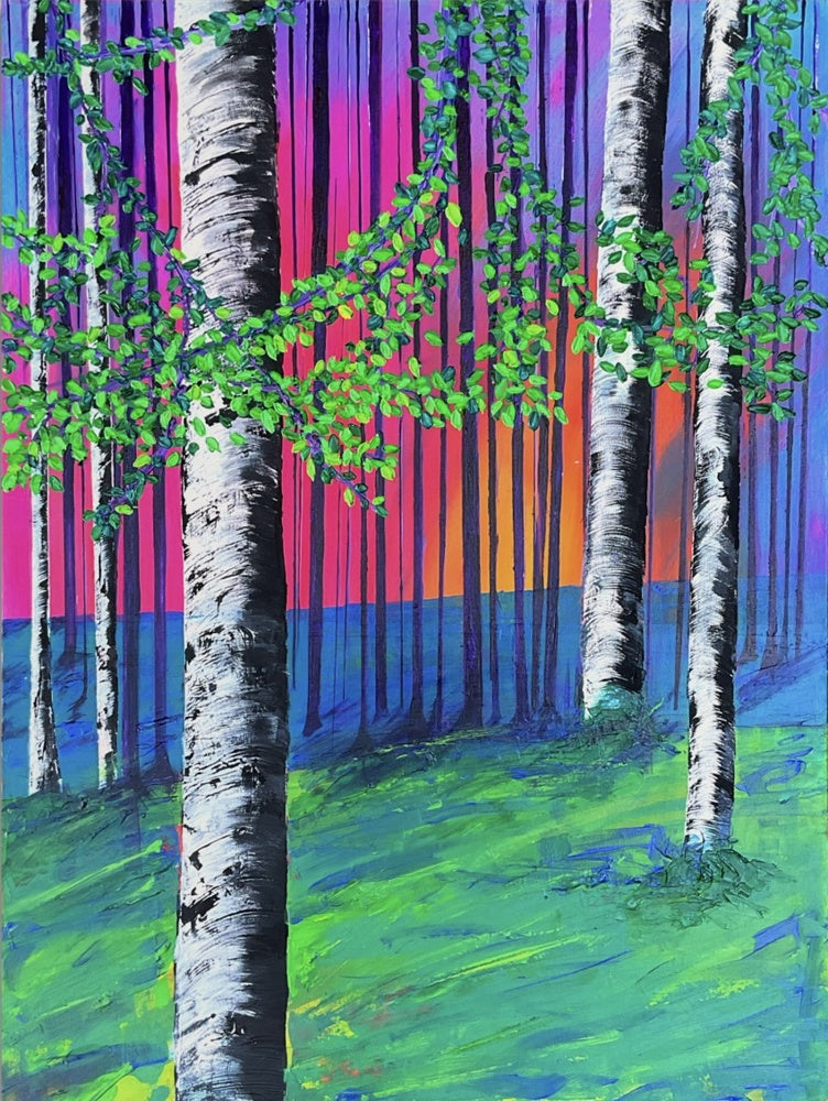 Sunset Through The Birches | helloart