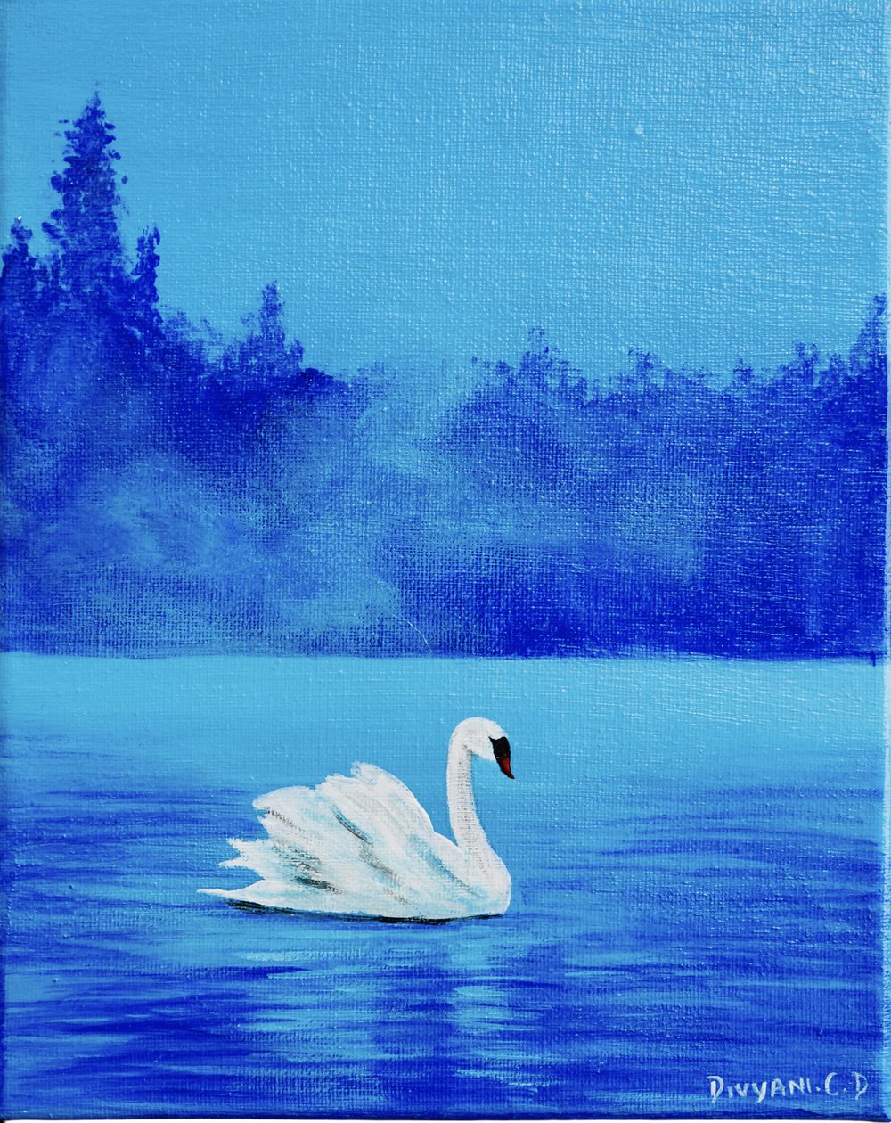 Graceful serenity in blue mist | helloart