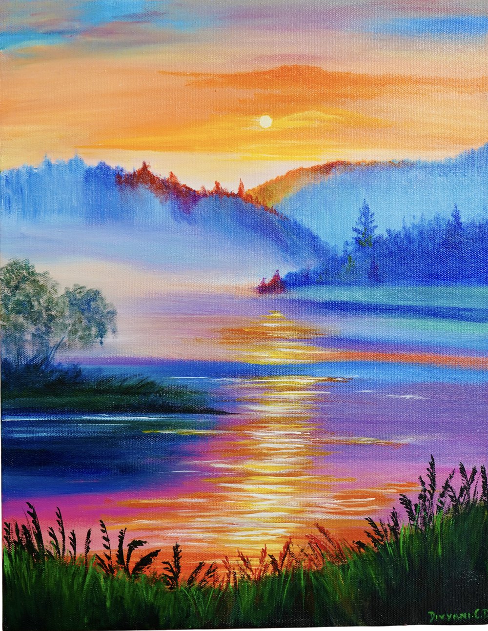 Orange Hues in Misty Twilight | helloart