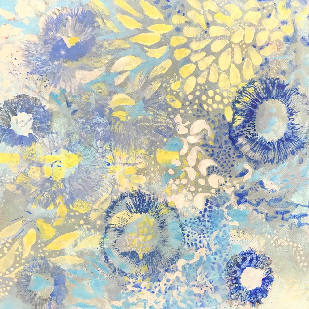 Mushroom Print 2 yellow & blue | helloart