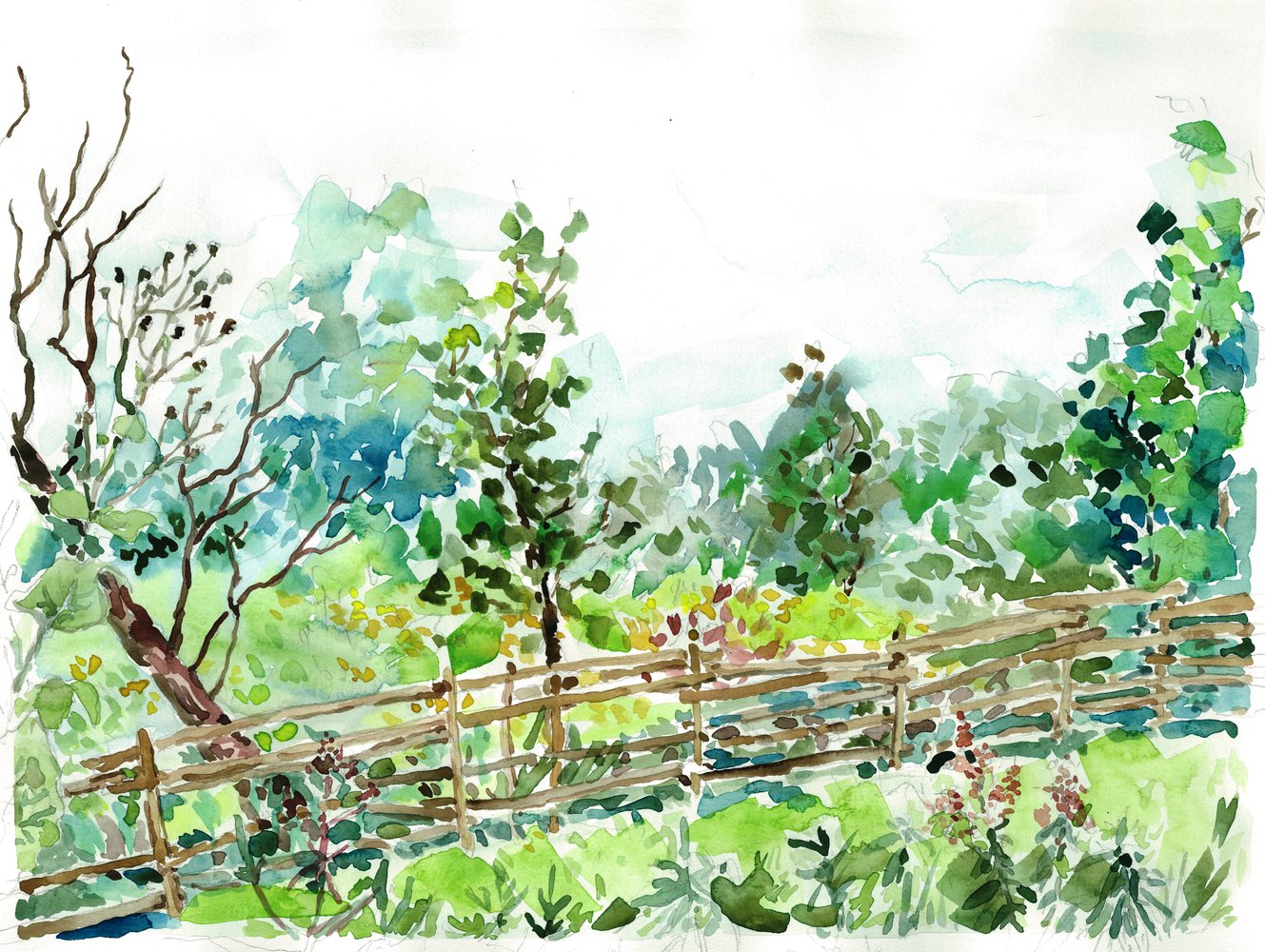 Landscape with the fence | helloart