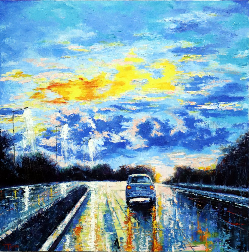 Driving into the Sunrise | helloart
