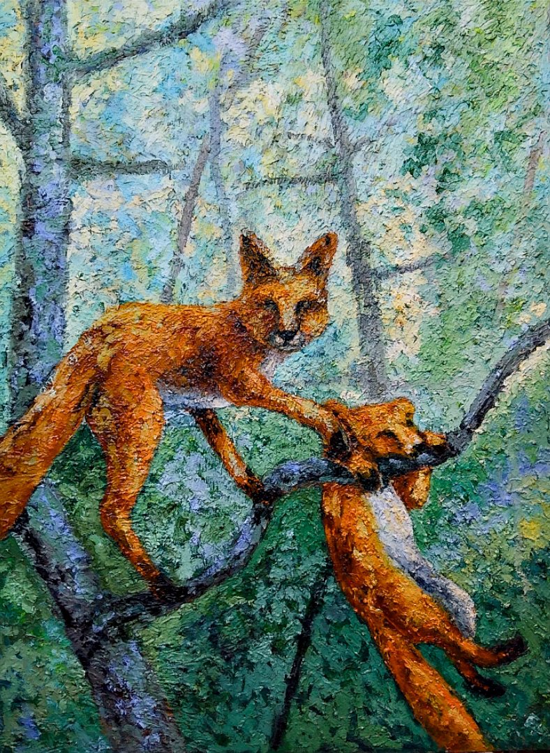 The Little Brothers Foxes | helloart