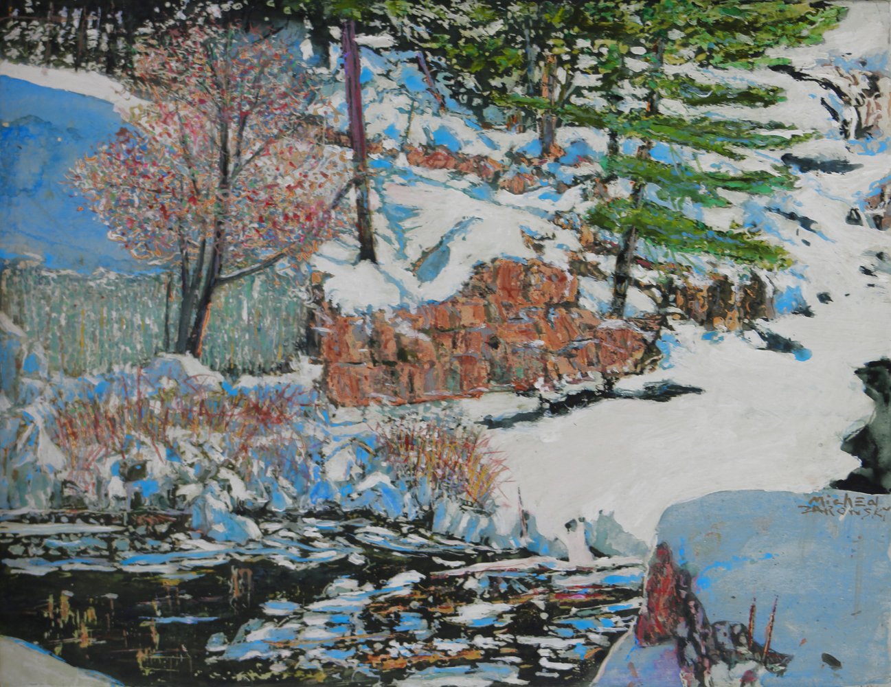 open pond - mississaugua dam lake rd 24x32 | helloart