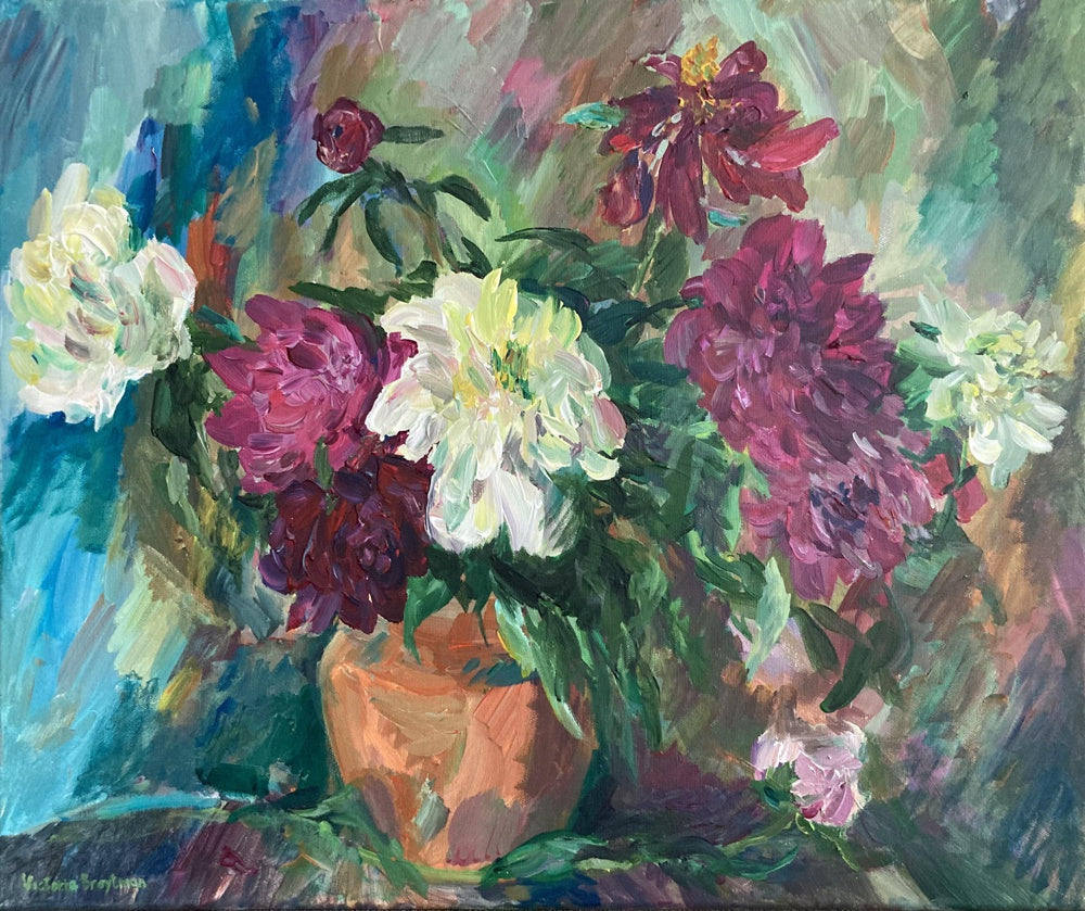 Peonies in a Terracotta Vase | helloart