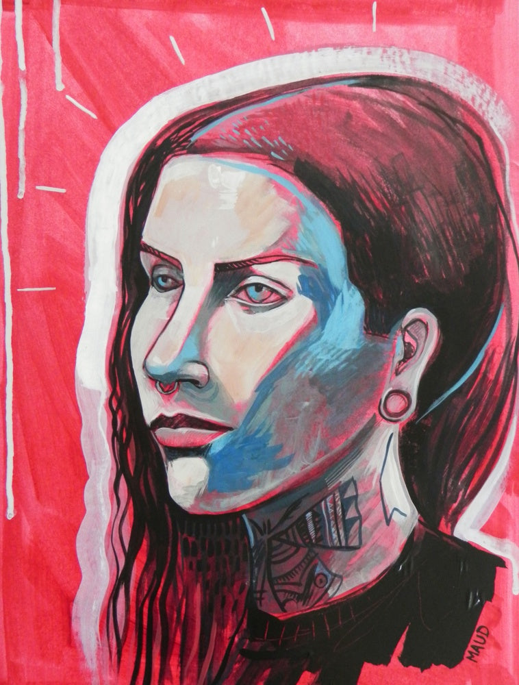Red & Blue portrait | helloart