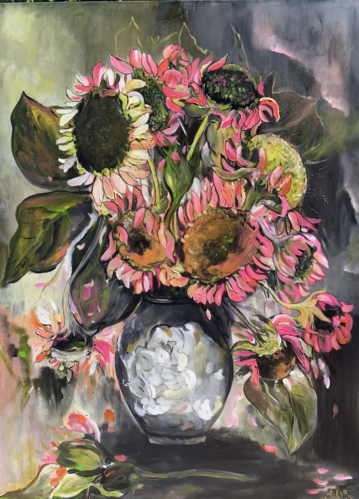 My pink sunflowers | helloart