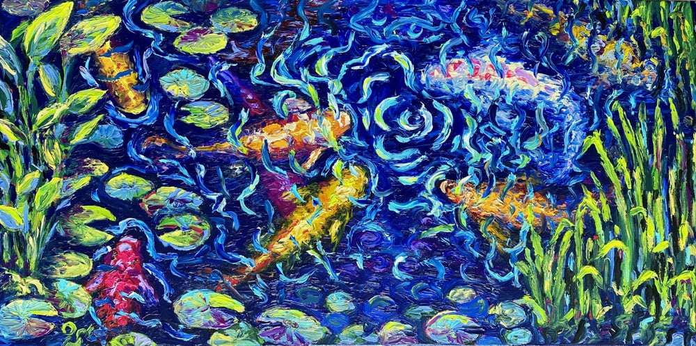 Koi feeding | helloart