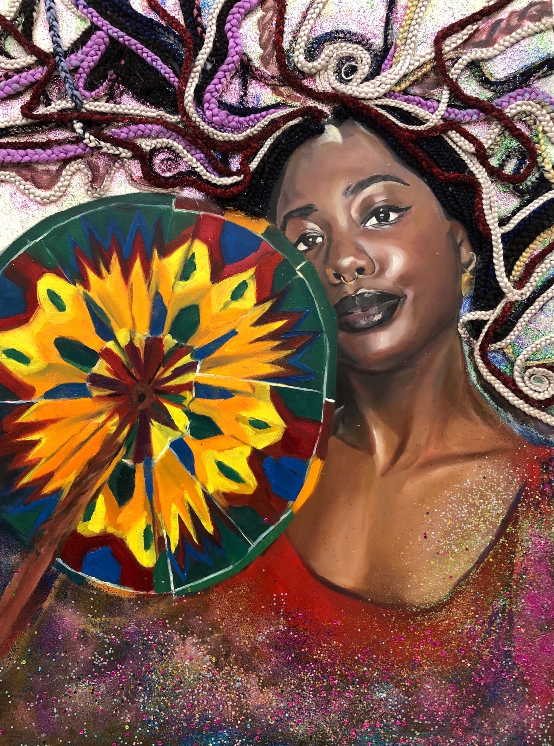 Self Portrait with Ankara Fan | helloart
