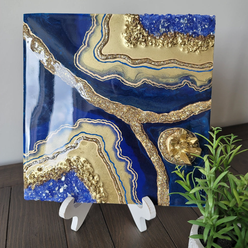 Blue and gold mini geode | helloart