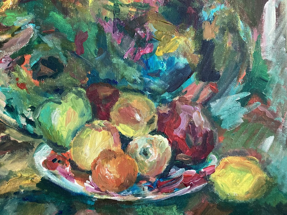 Still Life with a Palette and Fruit | helloart