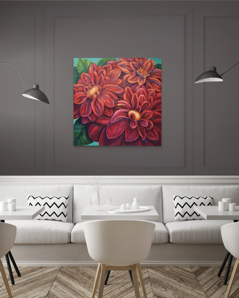 Red Dahlias | helloart