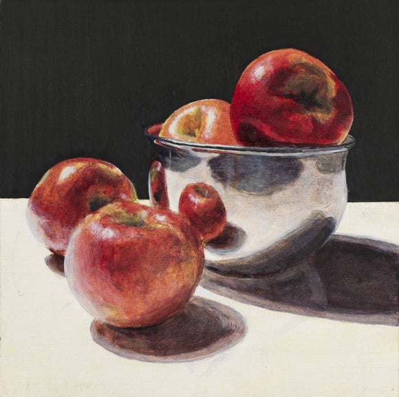 Still Life: Red Apples Silver Bowl One | helloart