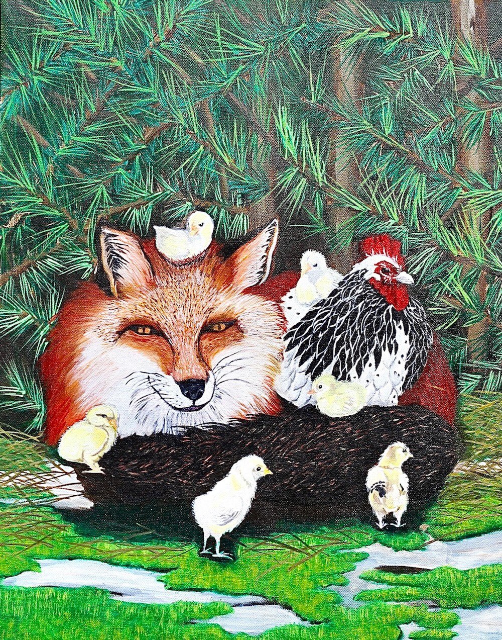 The Peaceable Kingdom: The Fox and the Hen | helloart
