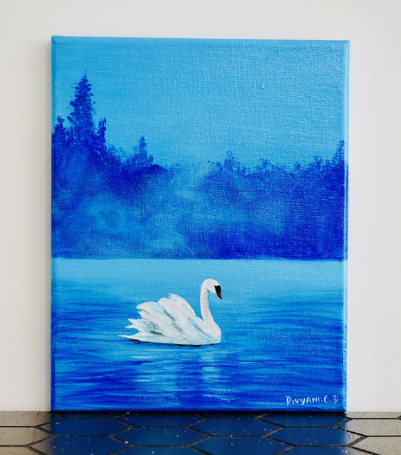 Graceful serenity in blue mist | helloart