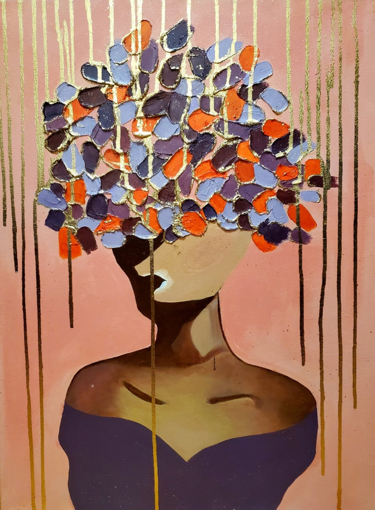 Lady in gold rain | helloart