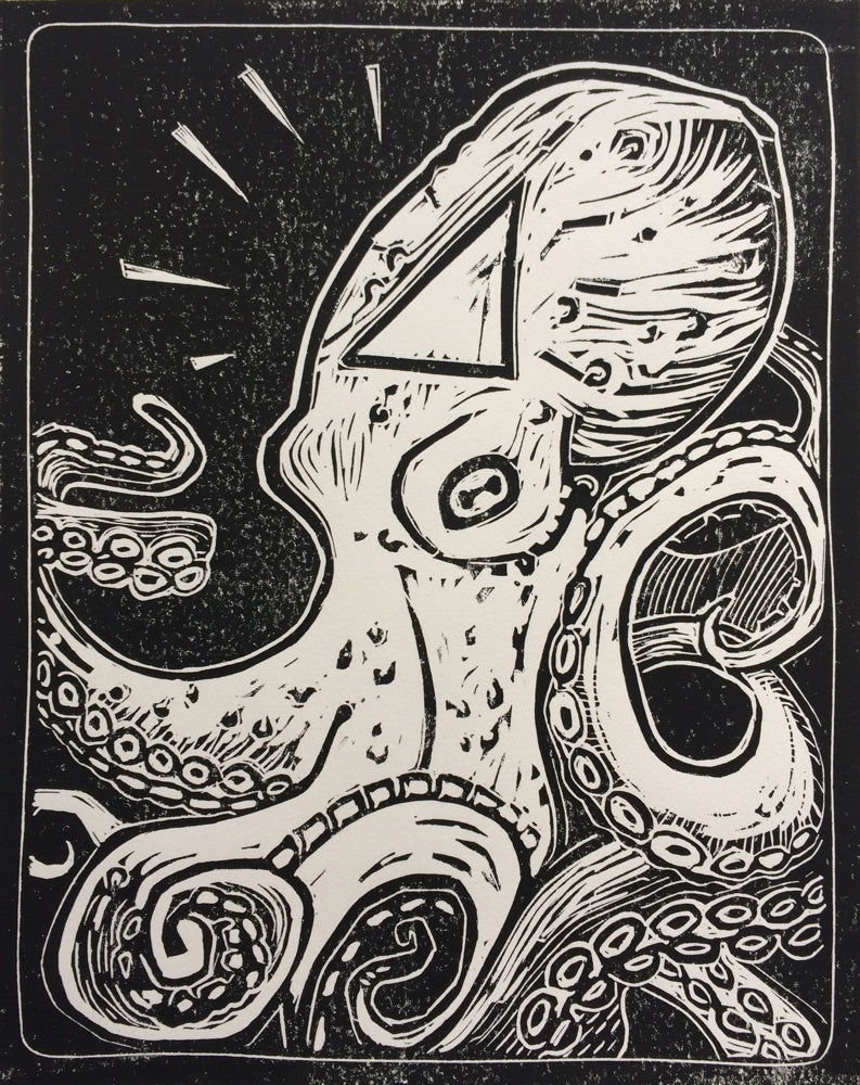 Linocut Octopus | helloart