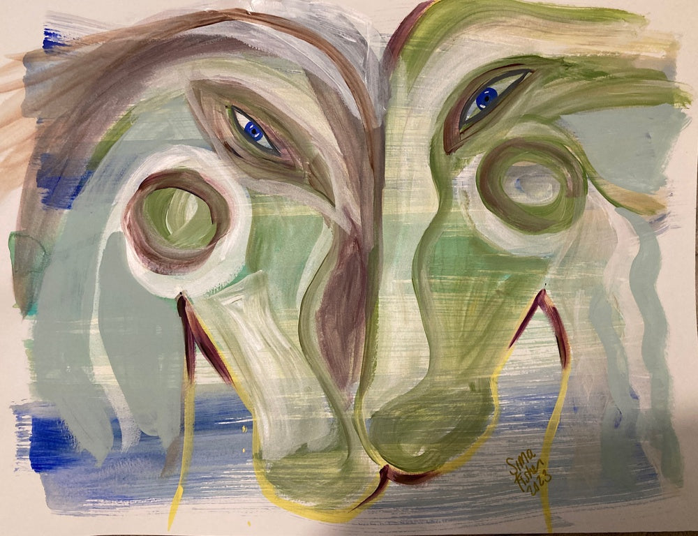 Horses in Love-Light Bue and Light Green | helloart