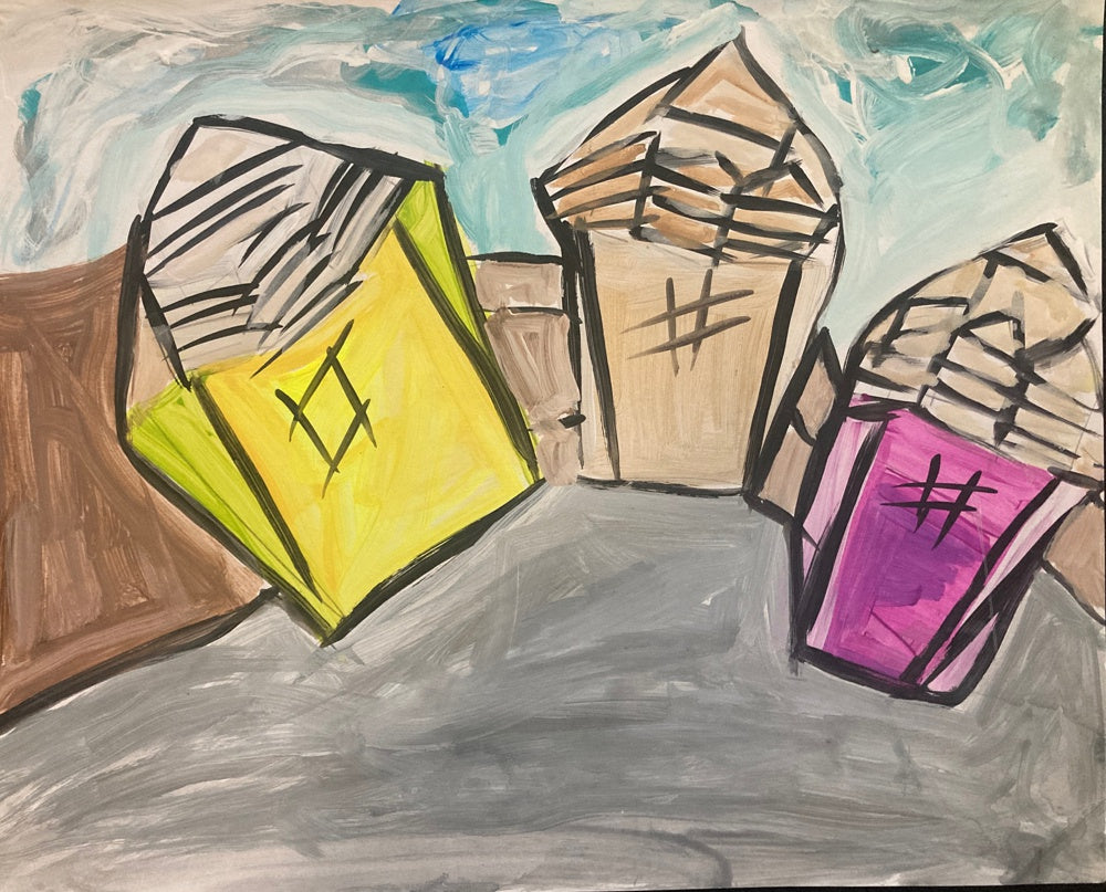 3 Houses on A Hill | helloart