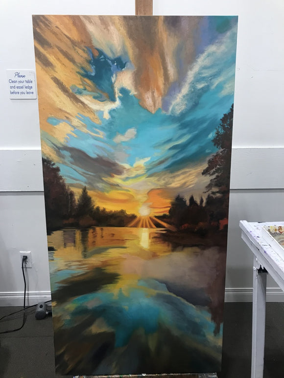 Sunset at the lake | helloart
