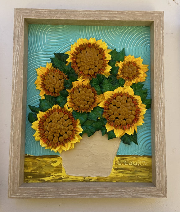 Ode to Van Gogh sunflowers impasto | helloart