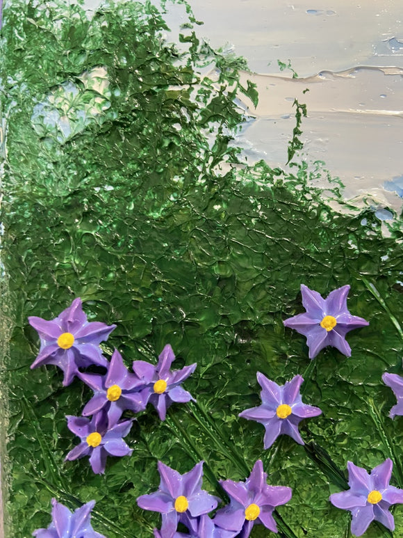 Whimsical flower field impasto | helloart