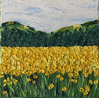Pointillist yellow flower field | helloart