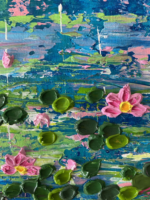Abstract lily pond impasto | helloart