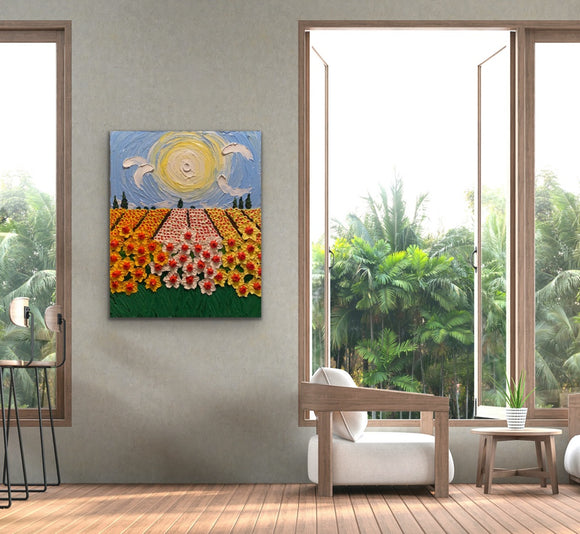 3D daffodils field | helloart