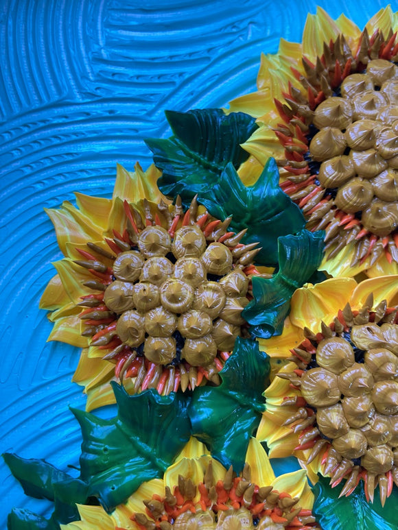 Ode to Van Gogh sunflowers impasto | helloart