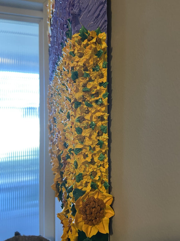 Impressionistic sunflower and lavender field | helloart
